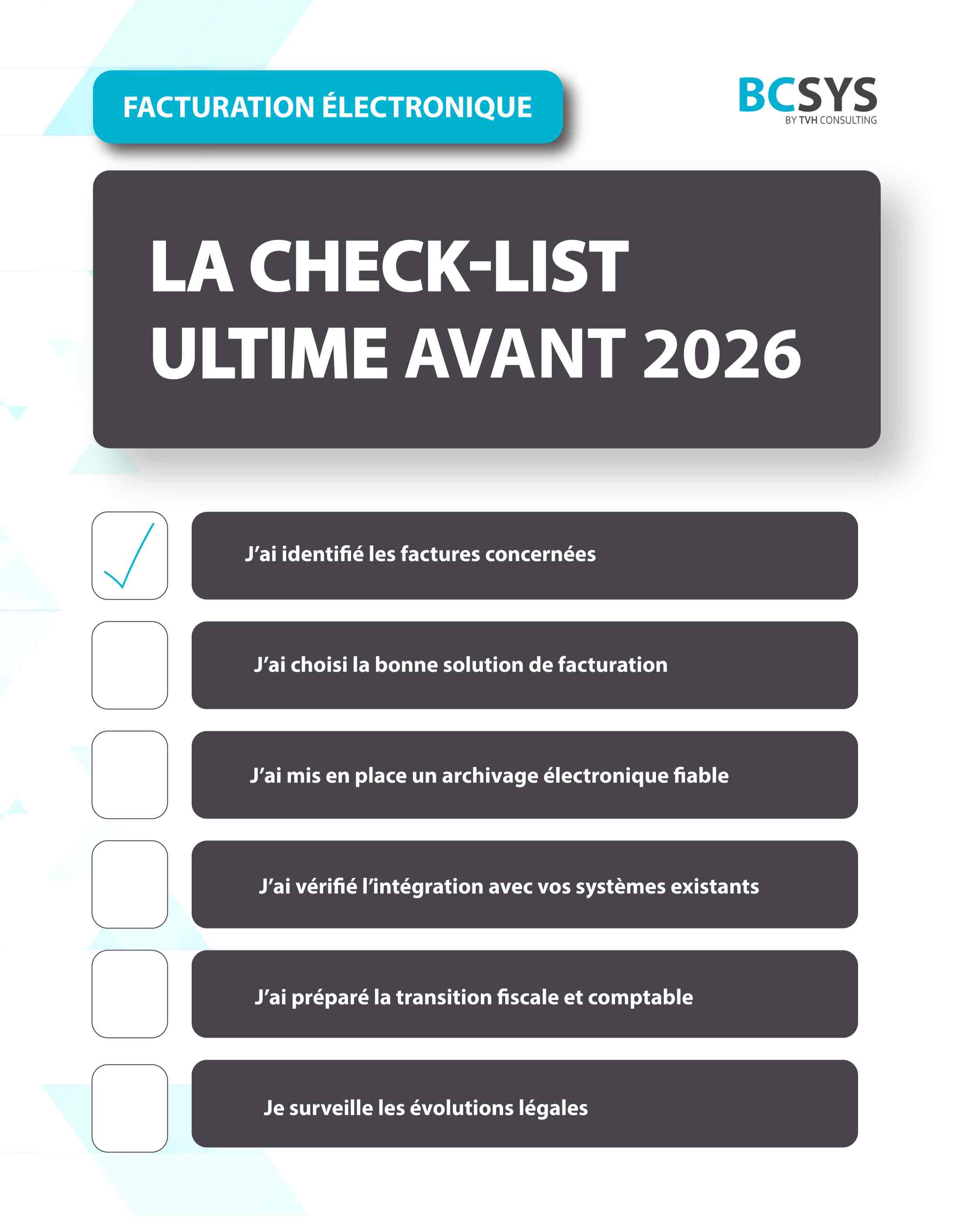 Facturation électronique : la check-list ultime avant 2026 - BCSYS